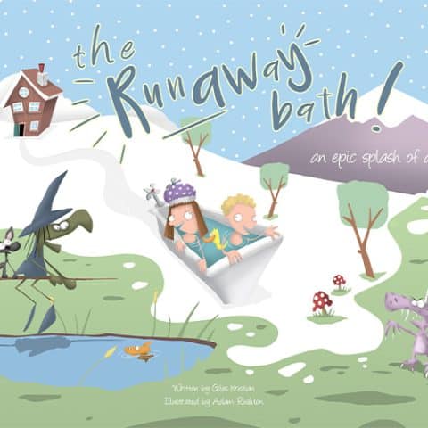 The runaway bath illustrations - Monkey Feet Illustration