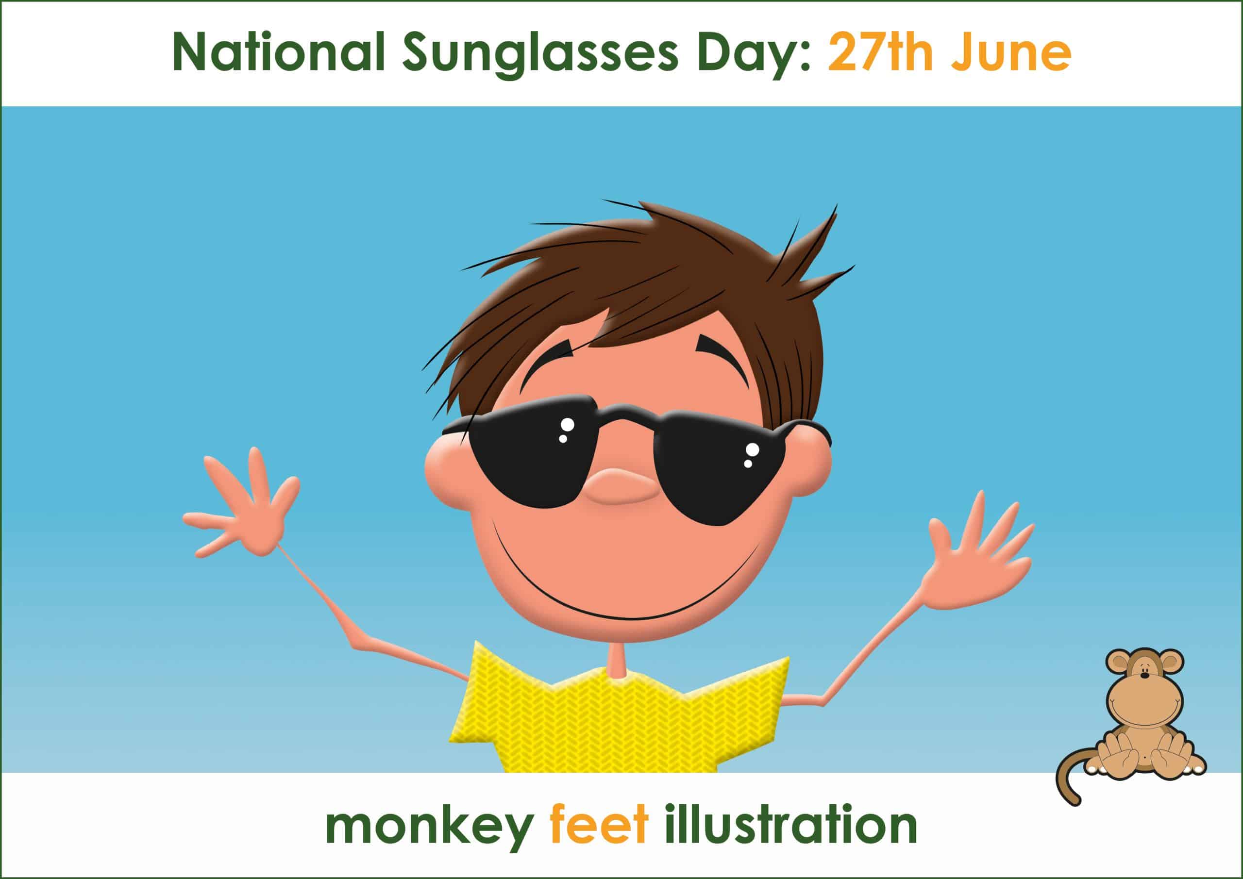 National Sunglasses Day - 27th June - Monkey Feet Illustration